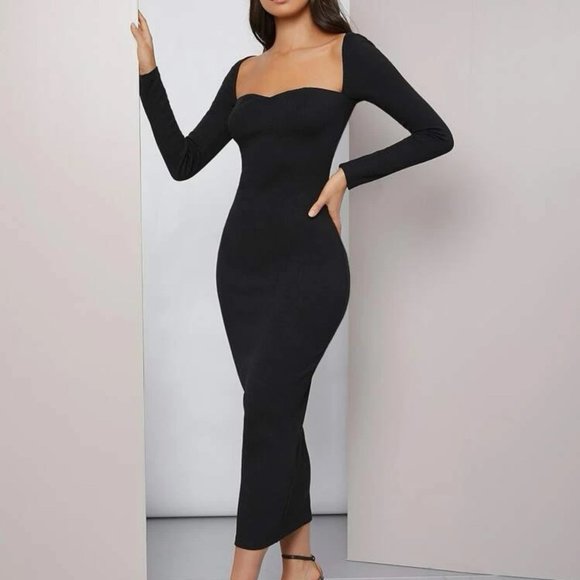 SHEIN | Dresses | Shein Sweetheart Neck Ribknit Bodycon Dress | Poshmark